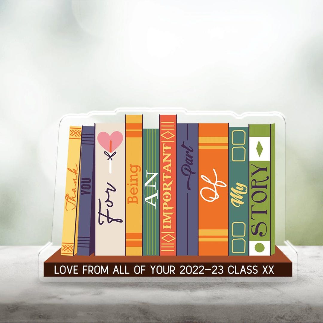 Personalized Bookshelf Shaped Teacher Block, Thank You Teacher From ...