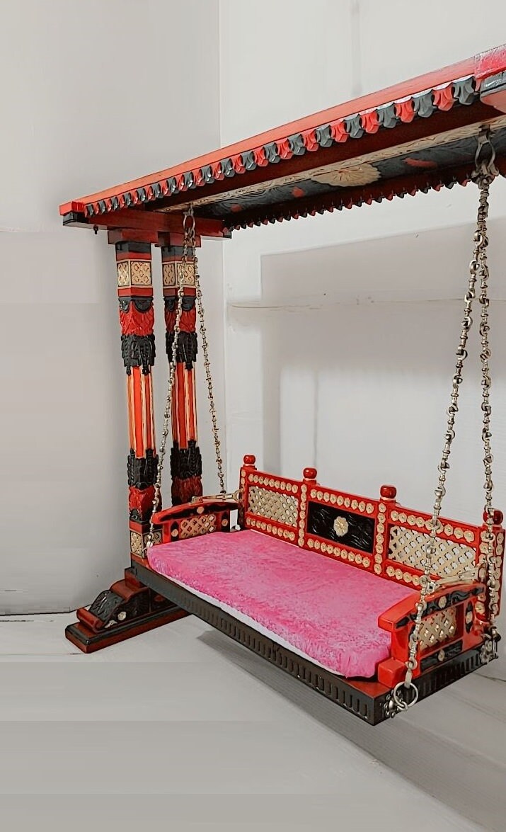 Buy Asian Painted Swing Wooden Jhula With Mugal Painted Wooden Online ...