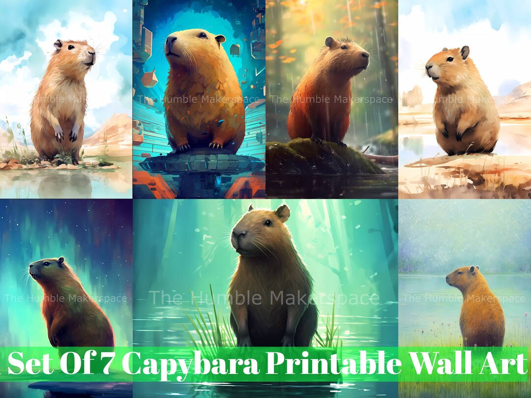 Capybara Wall Art, Printable Wall Art, Set of 7, Digital Prints - Etsy