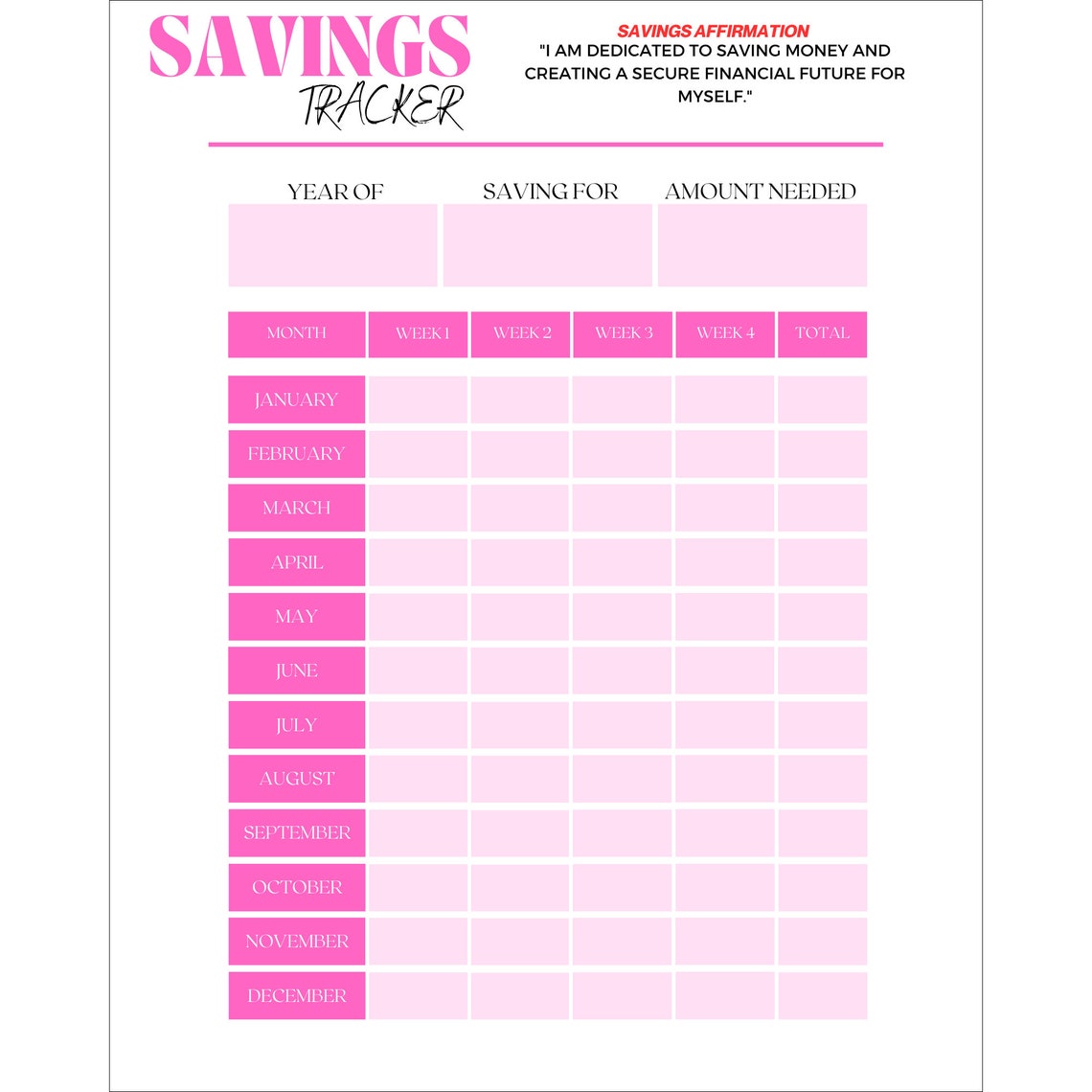 Hot Pink Budget Sheets, All-in-one Spending Tracker, Expense Saving ...