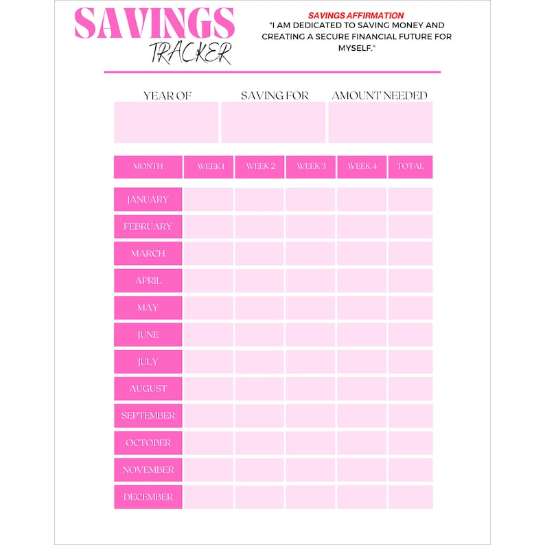 Hot Pink Budget Sheets, All-in-one Spending Tracker, Expense Saving ...