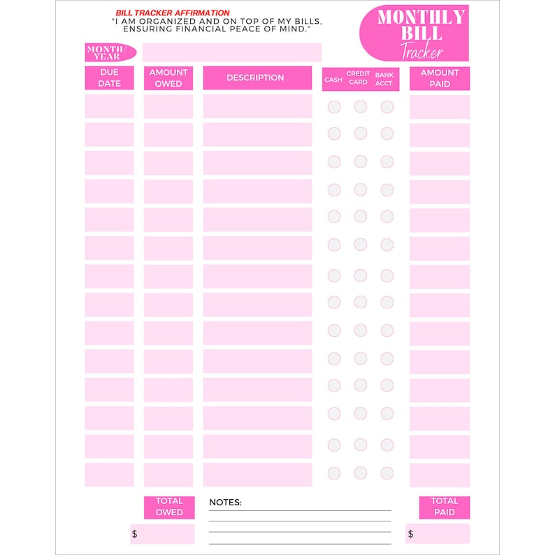 Hot Pink Budget Sheets, All-in-one Spending Tracker, Expense Saving ...