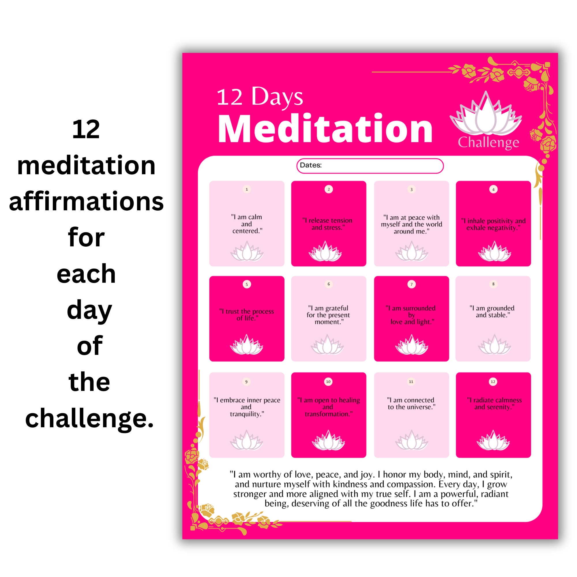 Hot Pink Self-care Planner, Meditation Planner, Affirmation Journal ...