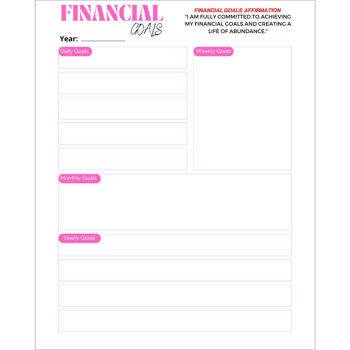 Hot Pink Budget Sheets, All-in-one Spending Tracker, Expense Saving ...