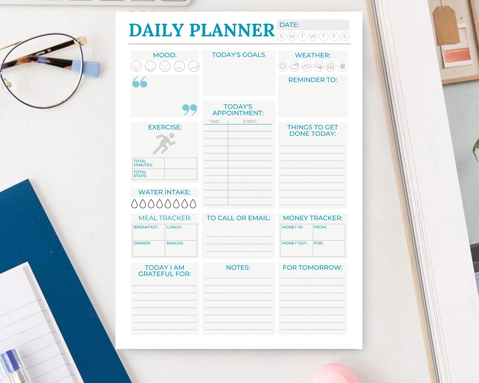 Daily Planner | to Do List | Printable Productivity Day Planner ...