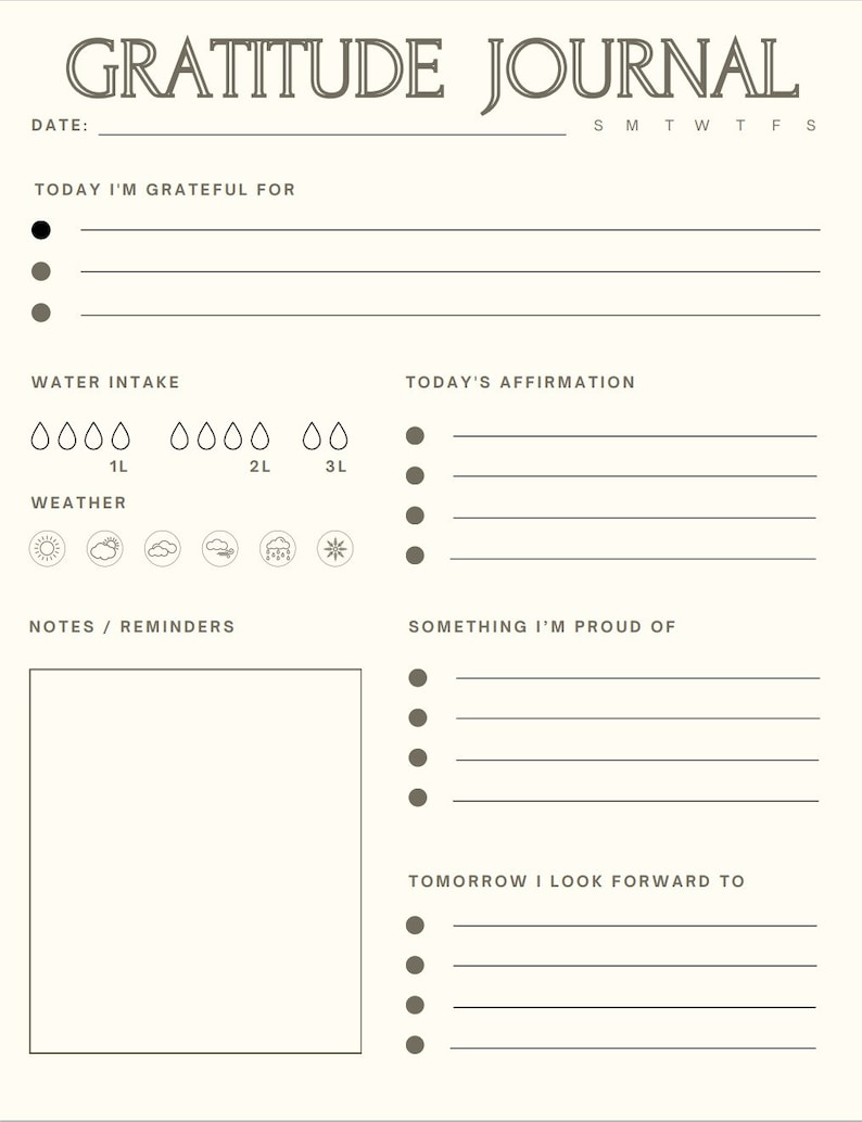 Weekly Planner and Gratitude Journal | Digital Download| Printable ...