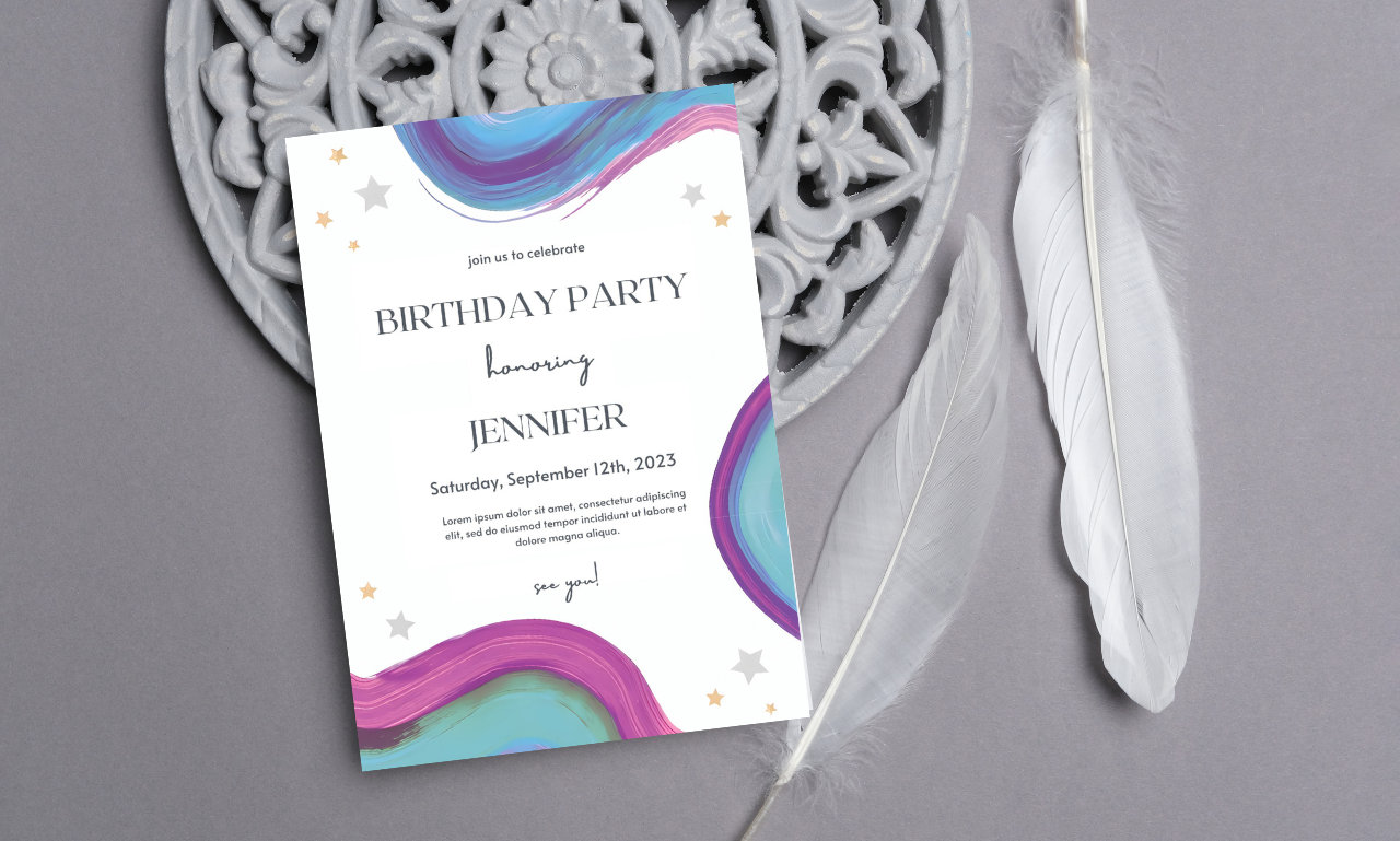 Abstract Colourful Birthday Invitation Card - Etsy