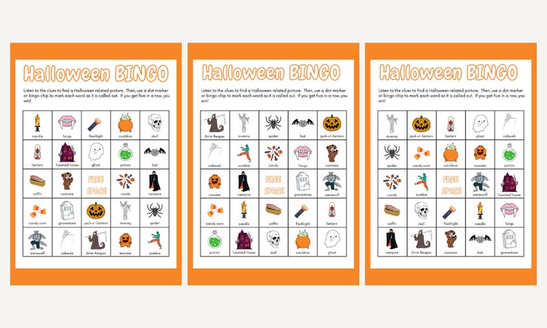 Halloween Bingo, Halloween Game, Halloween Printable, Halloween Bingo ...
