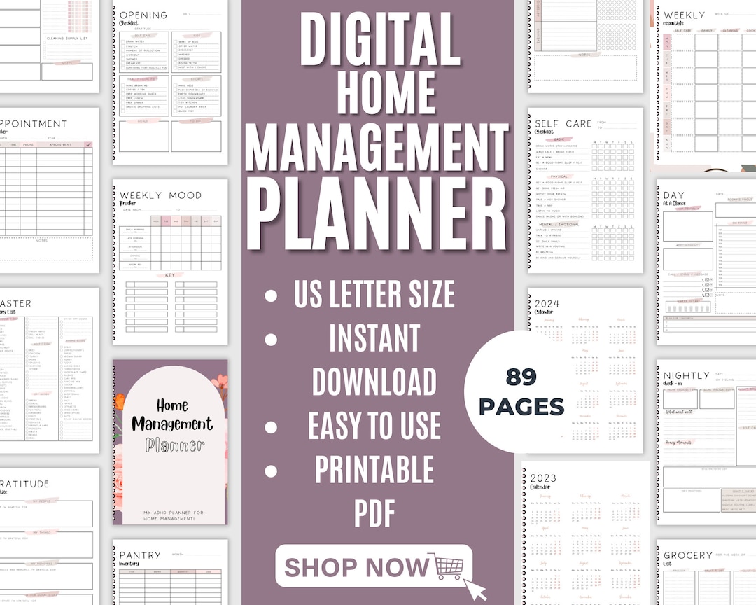 ADHD Home Management Planner | Home Management Planner |stay Organized ...