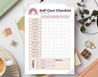 Printable & Editable Daily Planner, Self Care, Checklist, Digital ...