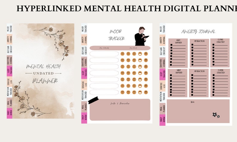 Hyperlinked Mental Health Journal, Printable Mental Health Planner ...