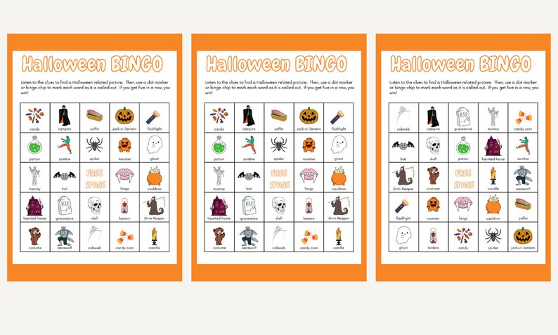 Halloween Bingo, Halloween Game, Halloween Printable, Halloween Bingo ...