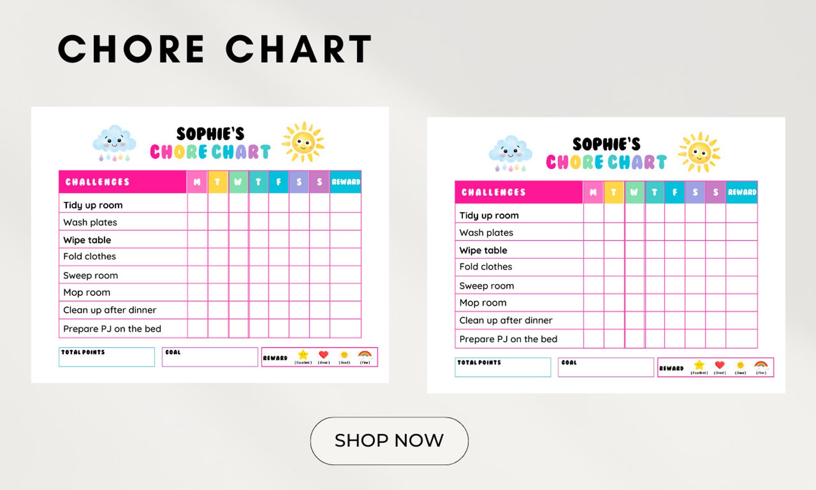 Editable Kids Chore Chart, Kids Daily Routine, Schedule, Chore Chart ...