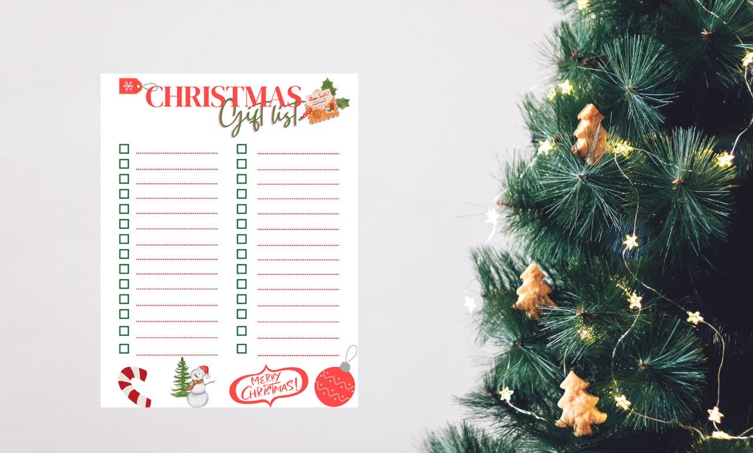 Editable Christmas Gift List Template (digital Download) - Etsy