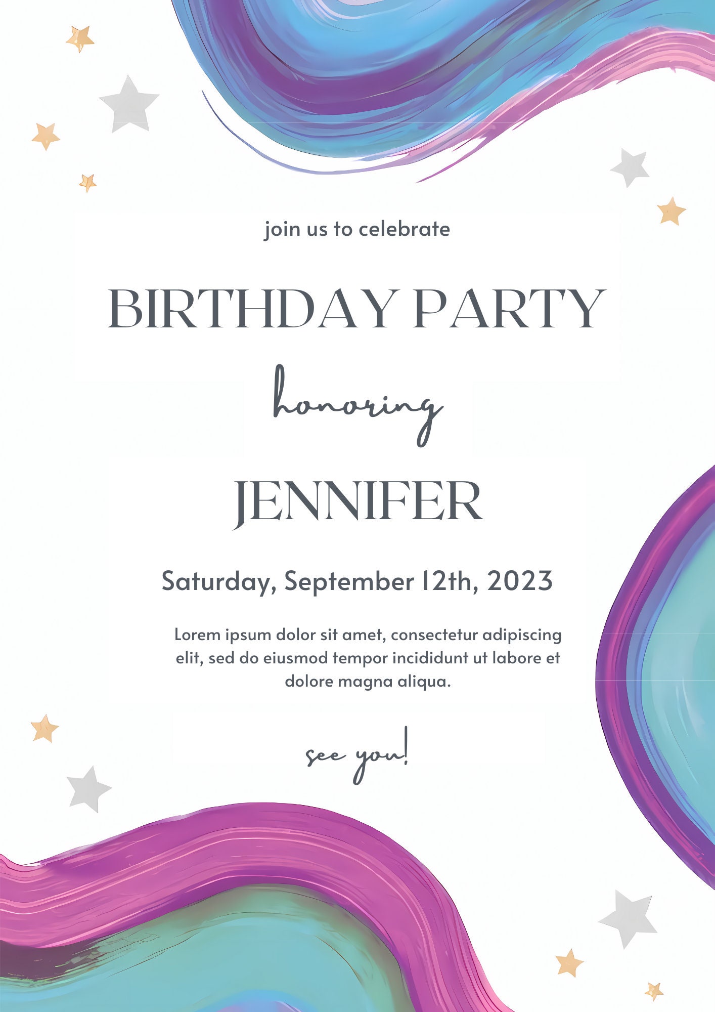 Abstract Colourful Birthday Invitation Card - Etsy