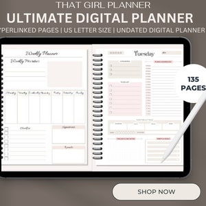 Aesthetic Undated Digital Planner With Hyperlinks | Hyperlinked Planner ...