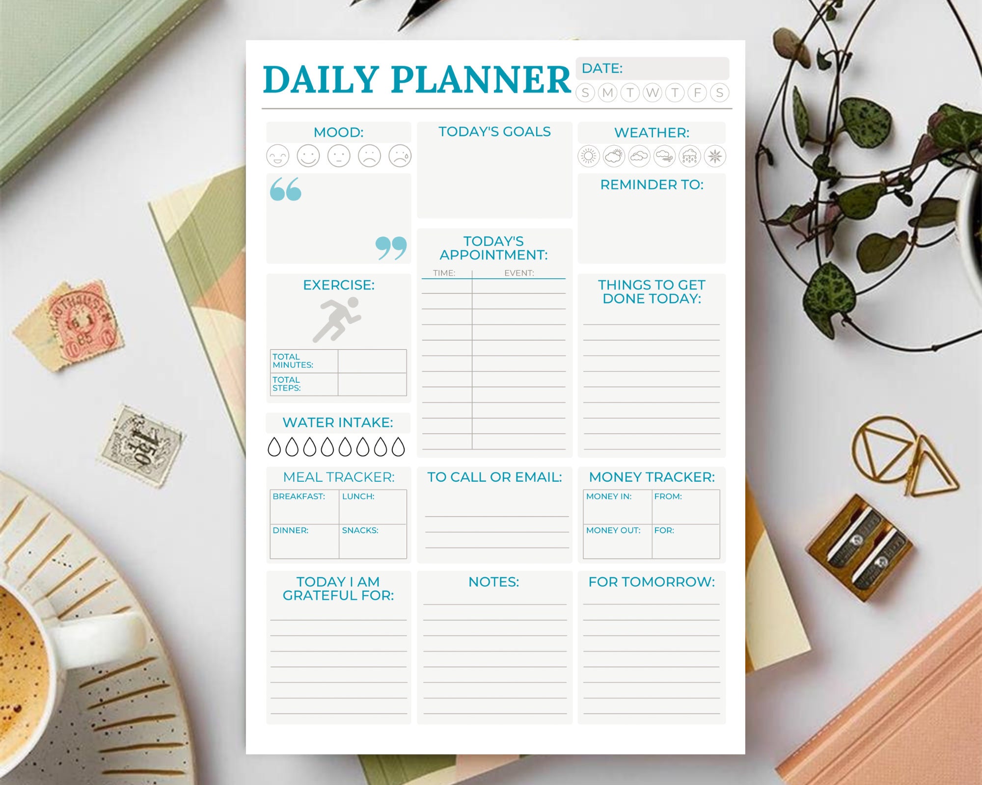 Daily Planner | to Do List | Printable Productivity Day Planner ...