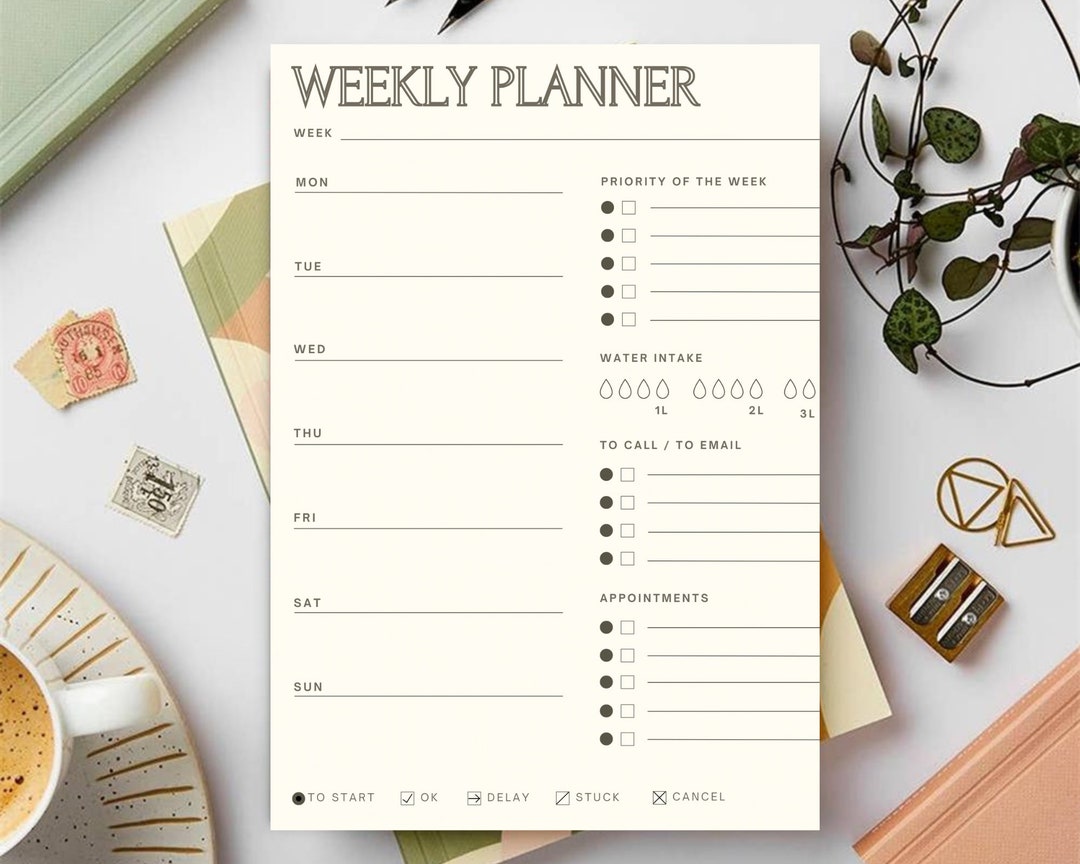Weekly Planner & Gratitude Journal | Printable Self-care (digital ...