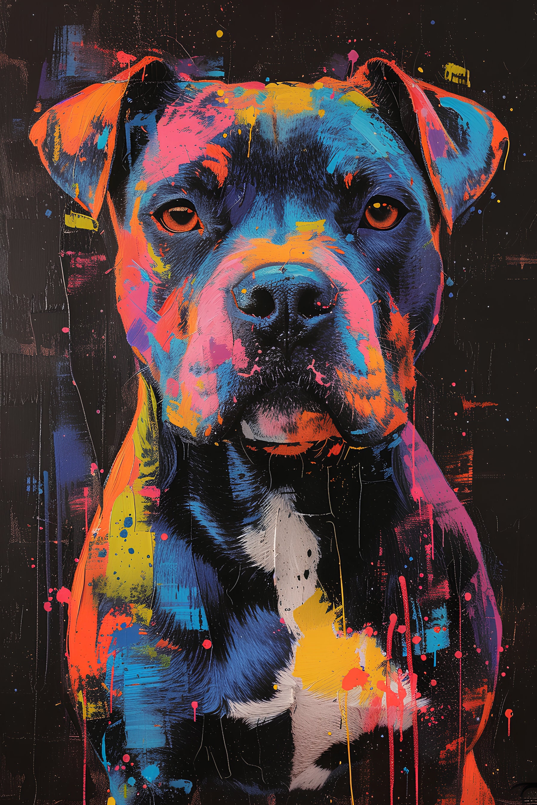 AmStaff Terrier Hund Aquarelle Poster, Leinwand, Druck, Pop Art ...