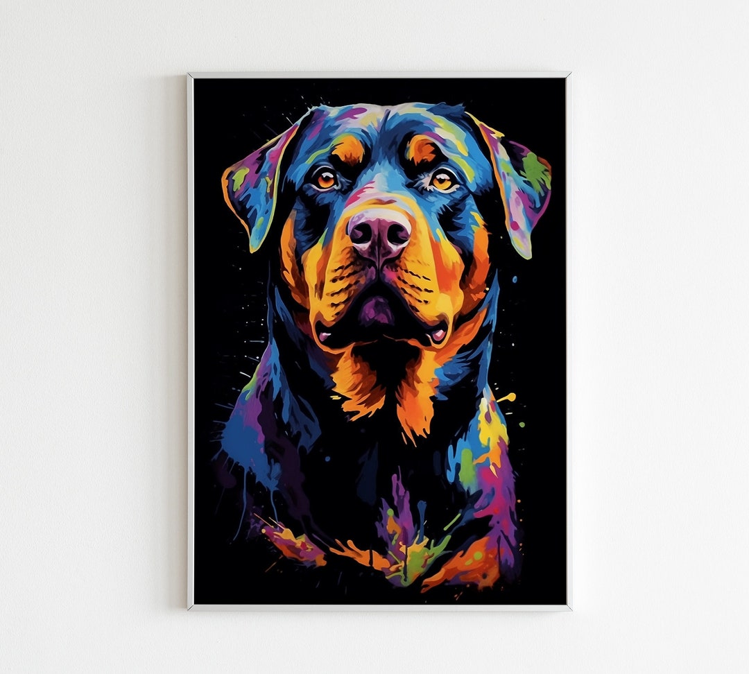 Rottweiler Dog Watercolor Poster, Canvas, Print, Pop Art, Dog Lover ...