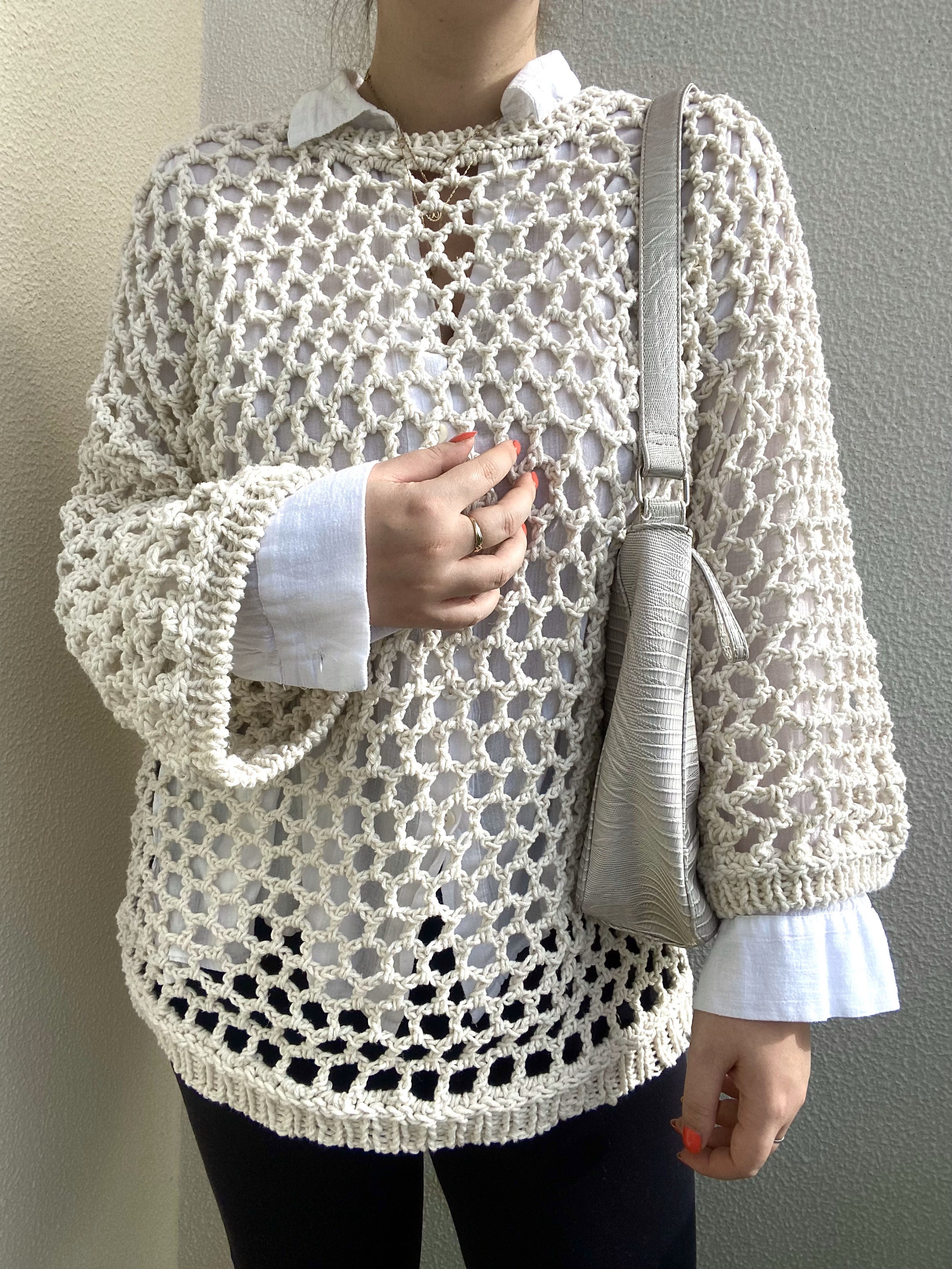 Crochet Mesh Sweater Pattern PDF | Y2K Openwork Top Crochet Pattern ...