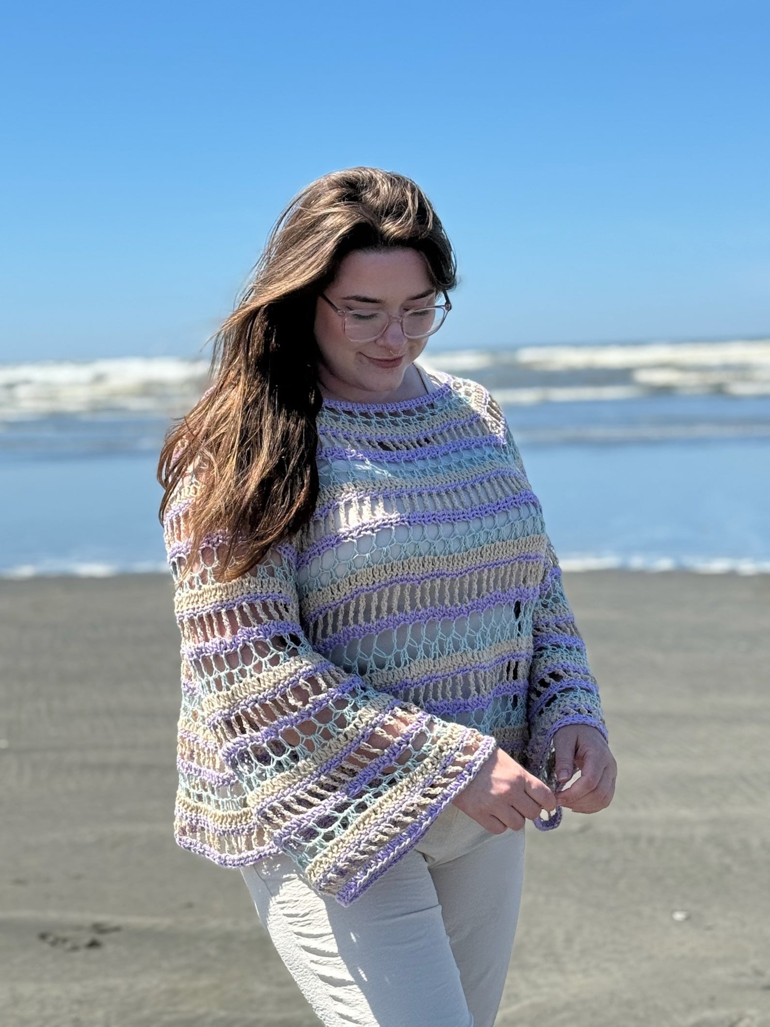 Ivory Lace Top Crochet Pattern Mesh Sweater Easy Beginner Crochet ...