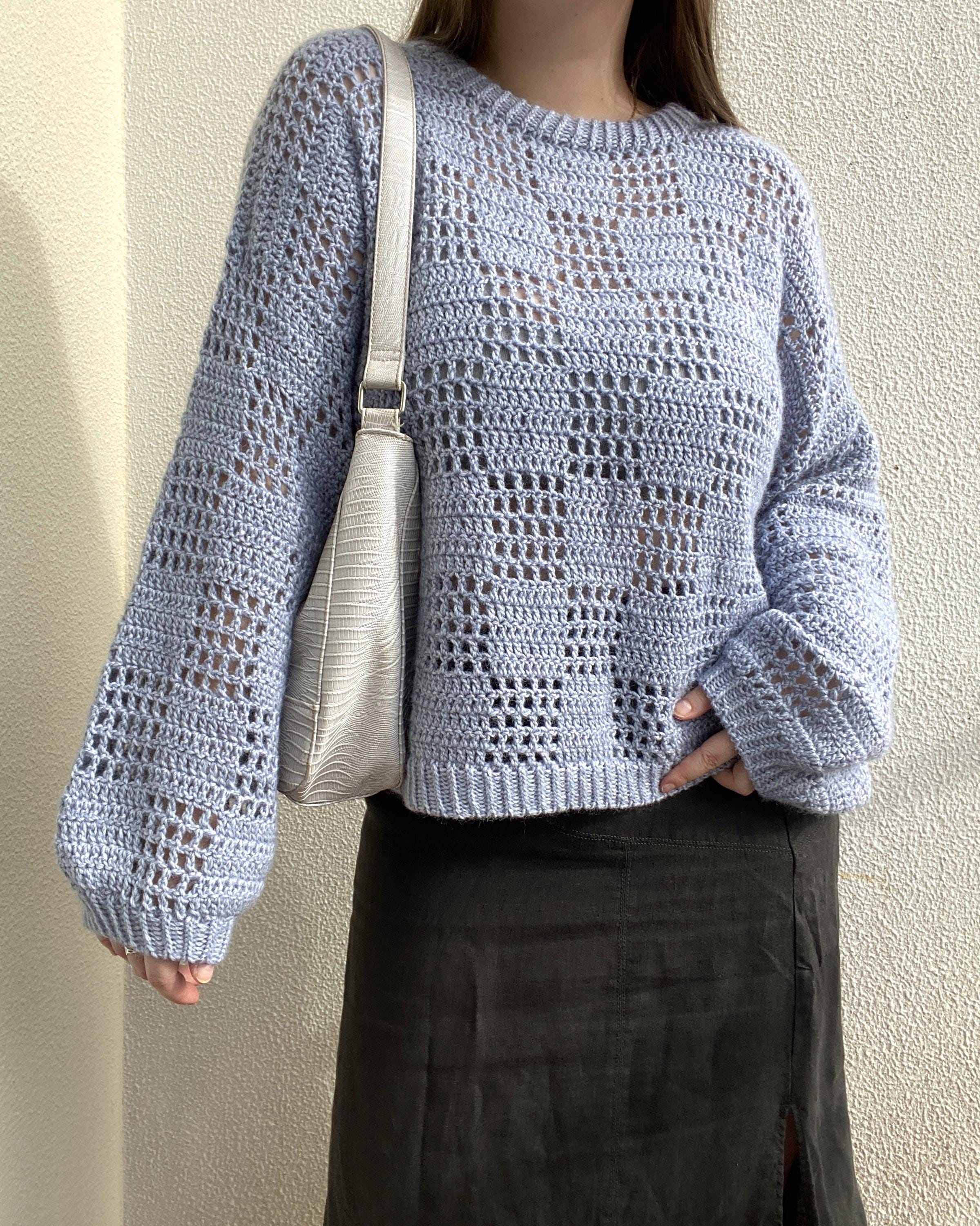 Checkmate Sweater Crochet Pattern Checked Sweater Cozy Mesh Jumper Easy ...