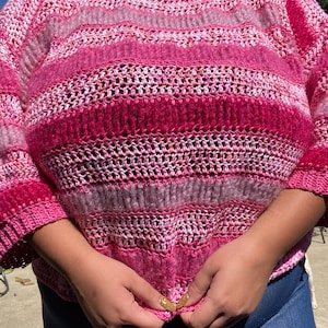 Pixie Sweater Crochet Pattern Striped Cozy Mesh Jumper Easy Beginner Crochet Project Fast ...