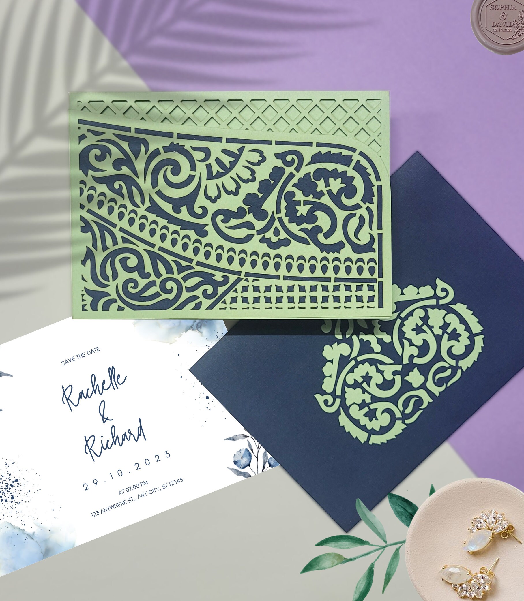Invitation Card Laser Cut Digital File , Paper Cut Invitation Templet ...