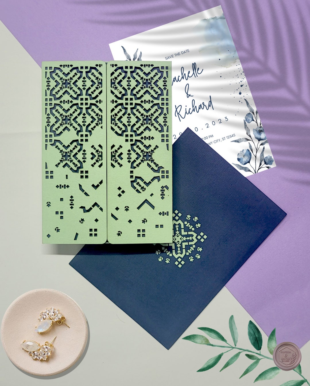 Wedding Invitation Laser Cut File Elegant Wedding Card for Invitation ...