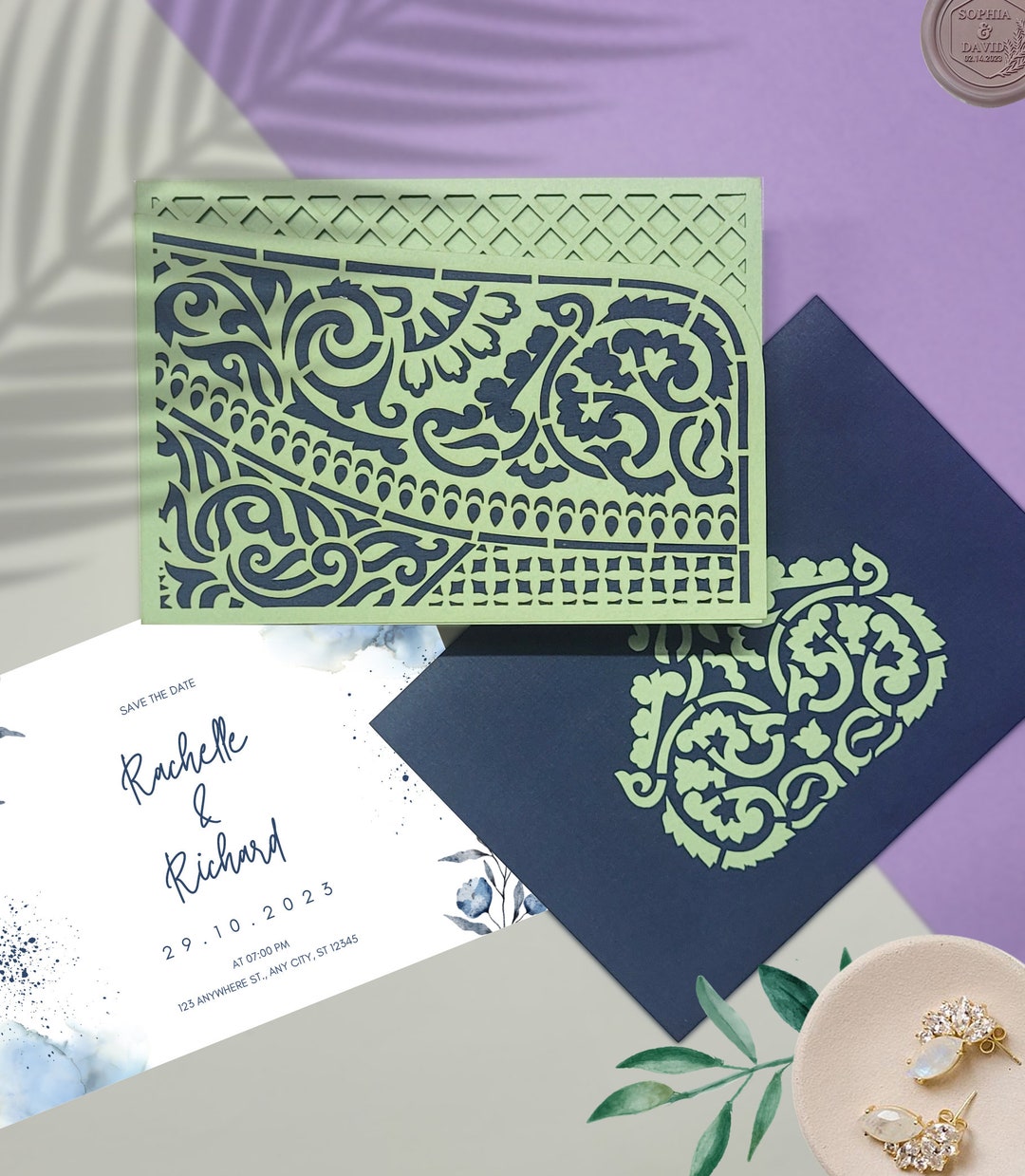 Wedding Invitation Laser Cut File Elegant Wedding Card for Invitation ...