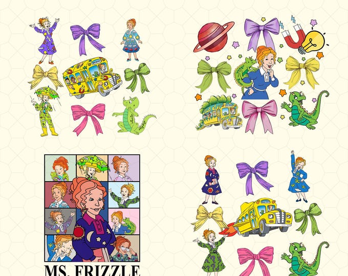 Bundle 4 Ms Frizzle the Magic School Bus Back to School Png, Miss ...