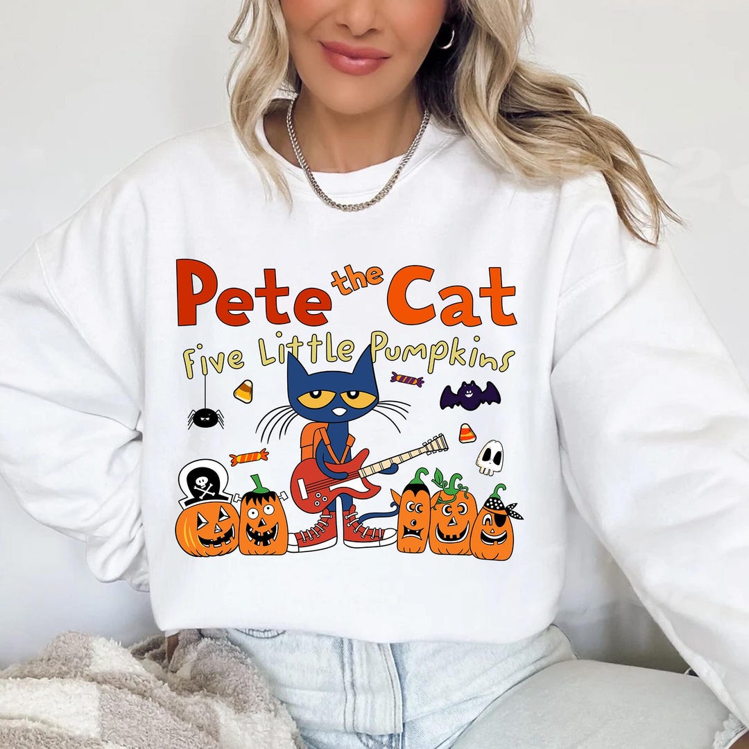 Pete the Cat Five Little Pumpkins Png, Halloween Teacher Png, Teacher ...