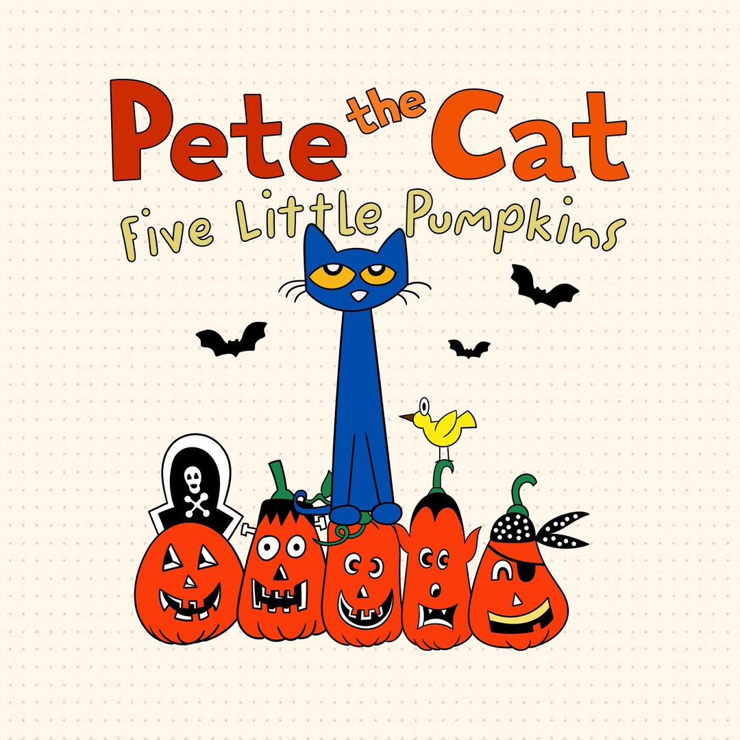Pete the Cat Five Little Pumpkins Png, Halloween Teacher Png, Teacher ...