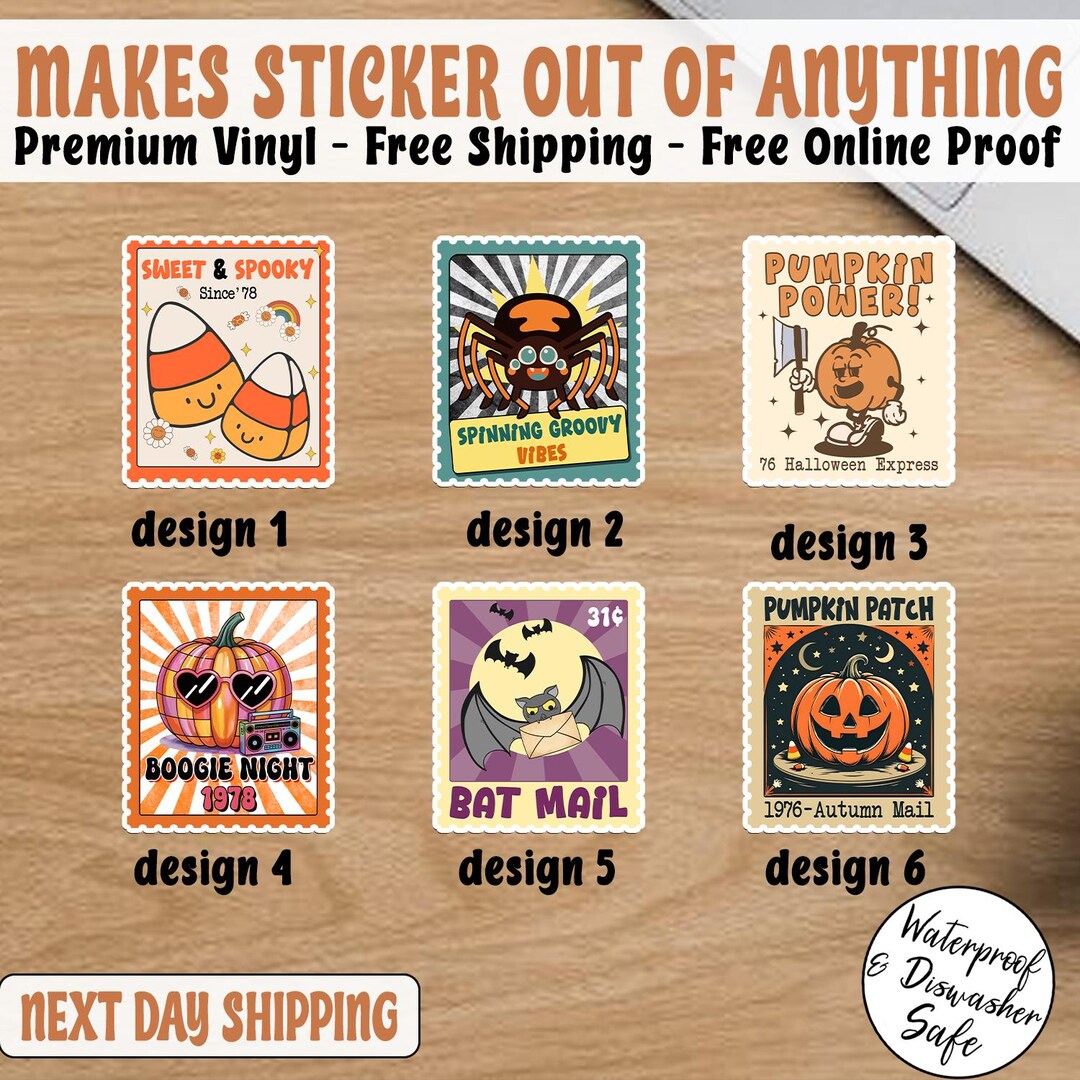 Vintage Halloween Postage Stamp Sticker, Spooky Season Sticker, Cute ...