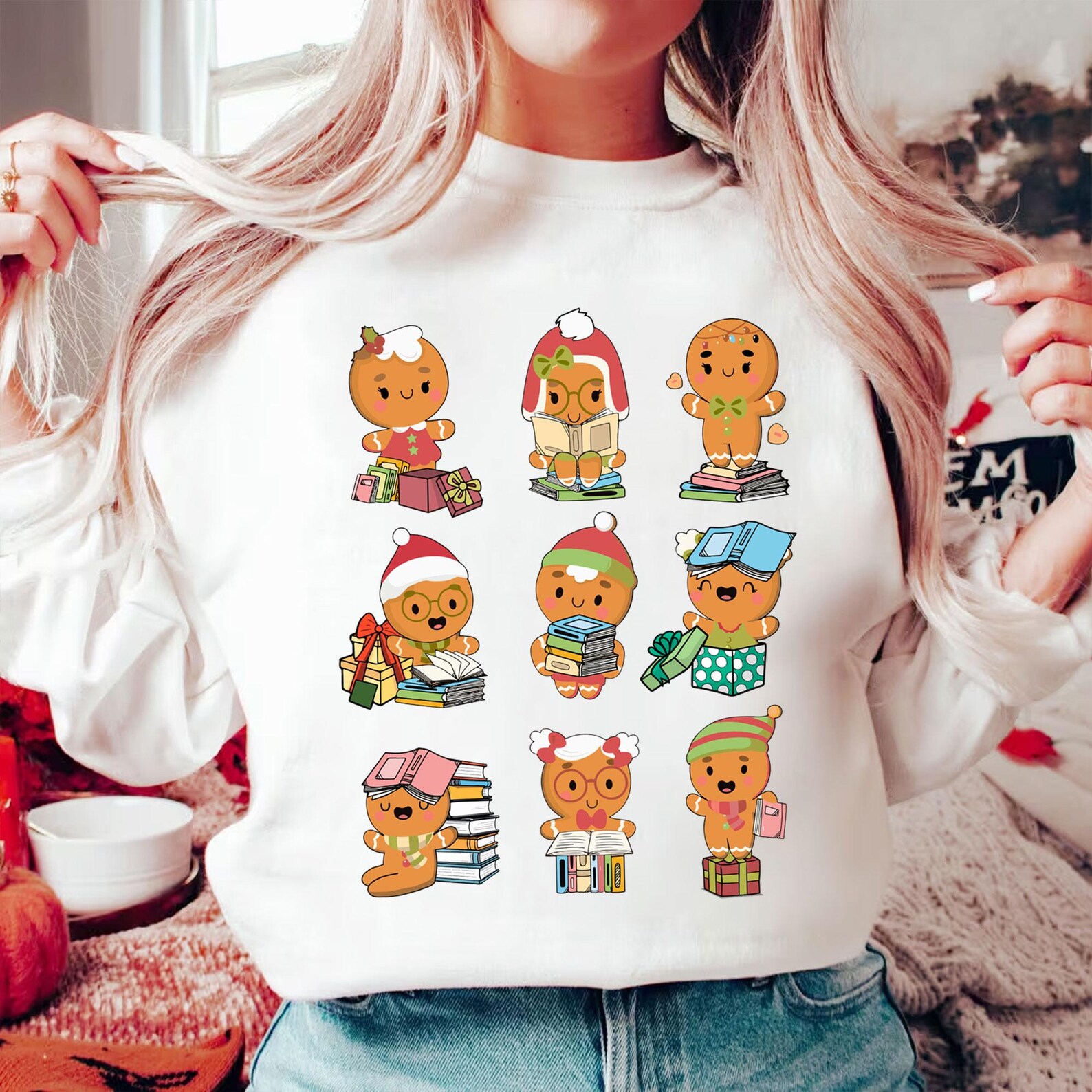 Gingerbread Reading Books Christmas Png, Read More Books Png, Cute Book ...