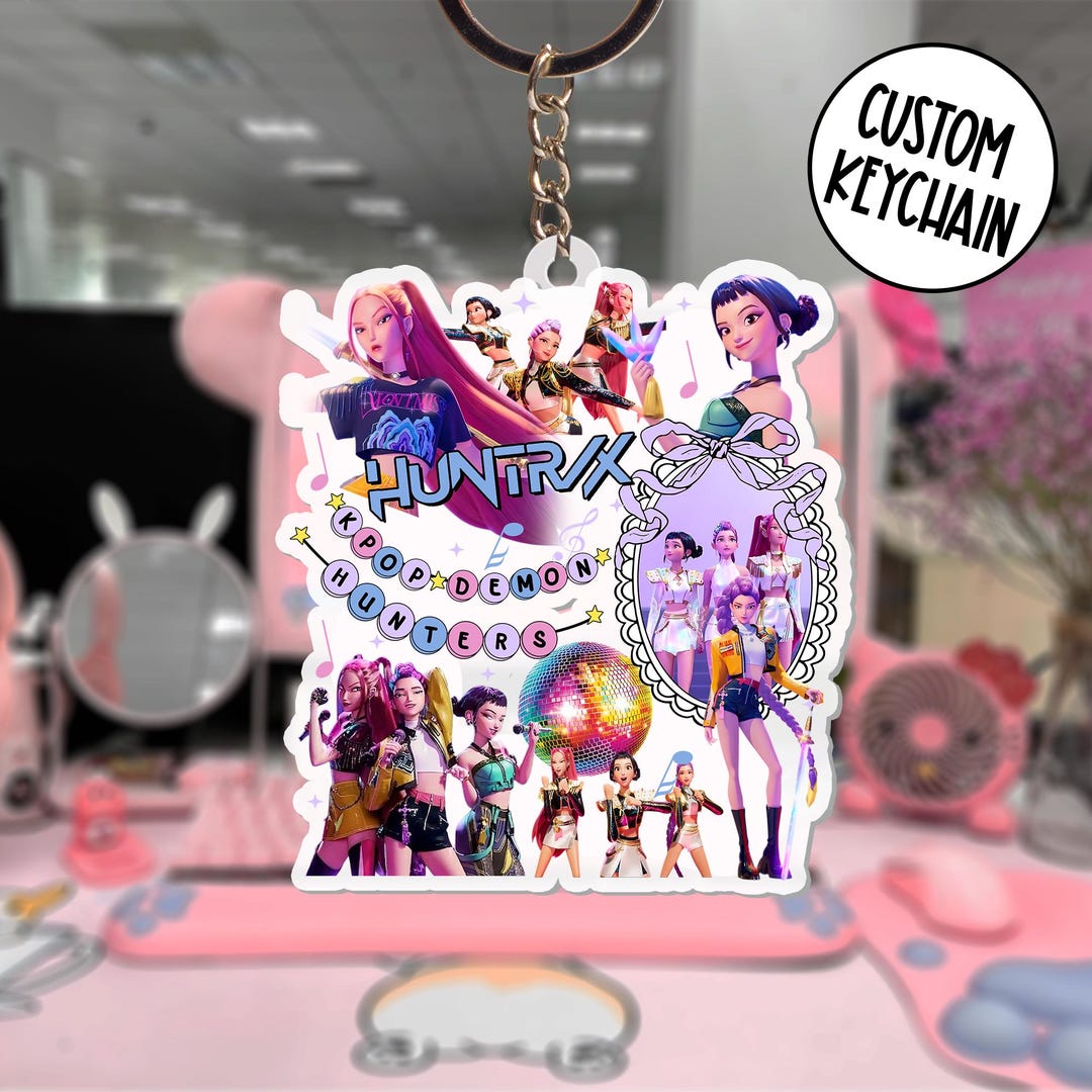 Huntrix Kpop Demon Custom Keychain, Kpop Saja Boys Keychain, Demon ...
