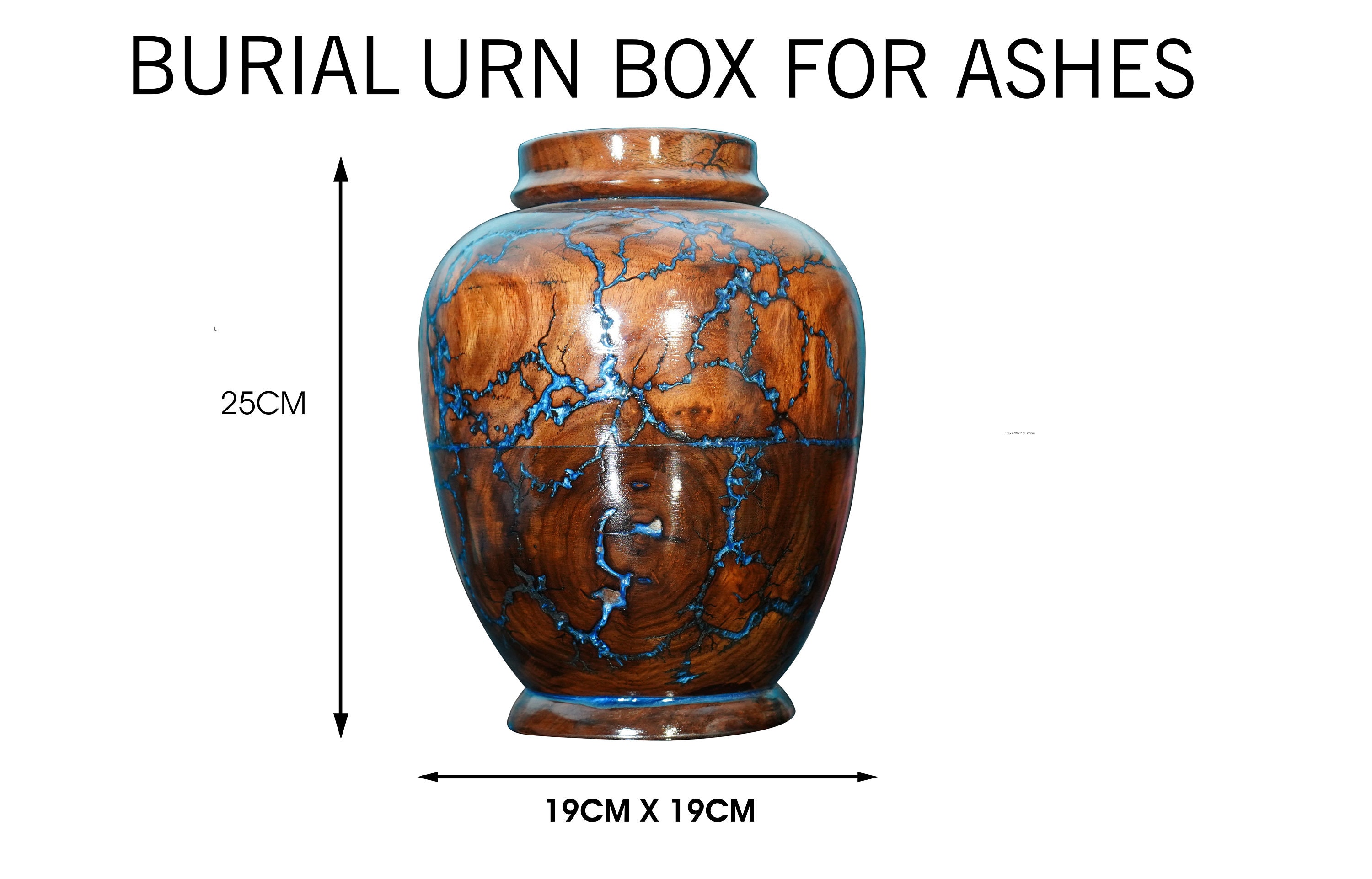 Rosewood and Resin Cremation Urn for Human Ashes Fractal Burning Adult ...