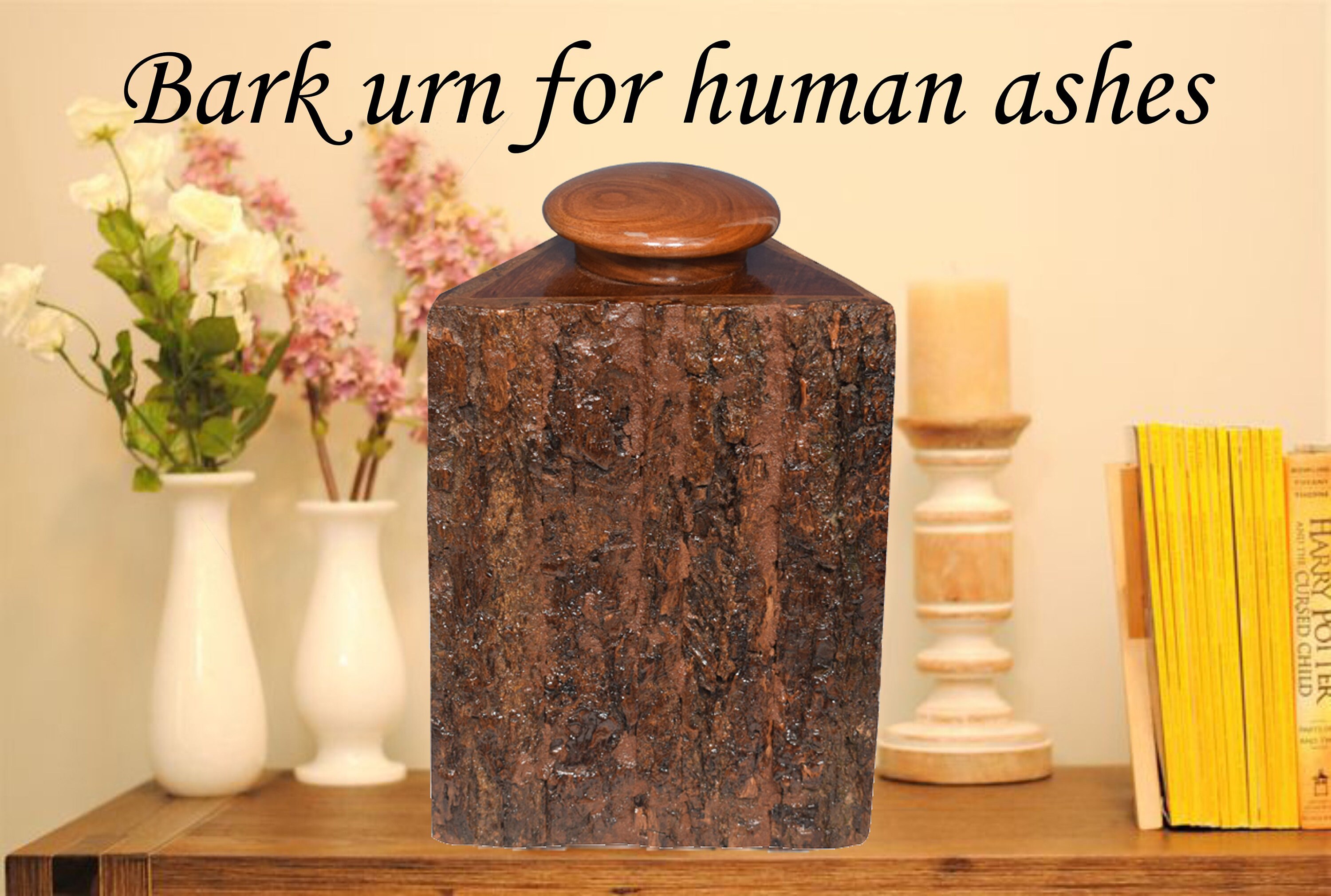 Bark Urn for Human Ashes Rosewood Cremation Urn Box Human Urn Wooden Urn for Human Ashes Urn for ...