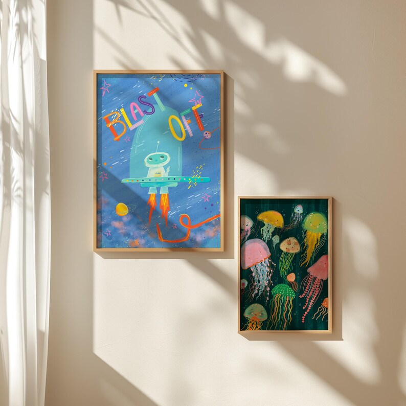 Blast off Print | Kid Illustration, Space Adventure, Alien Space Ship ...