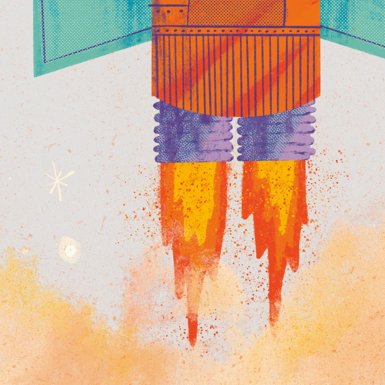 Rocket Print | Kid Illustration, Space Adventure, Rocket, Room Wall ...