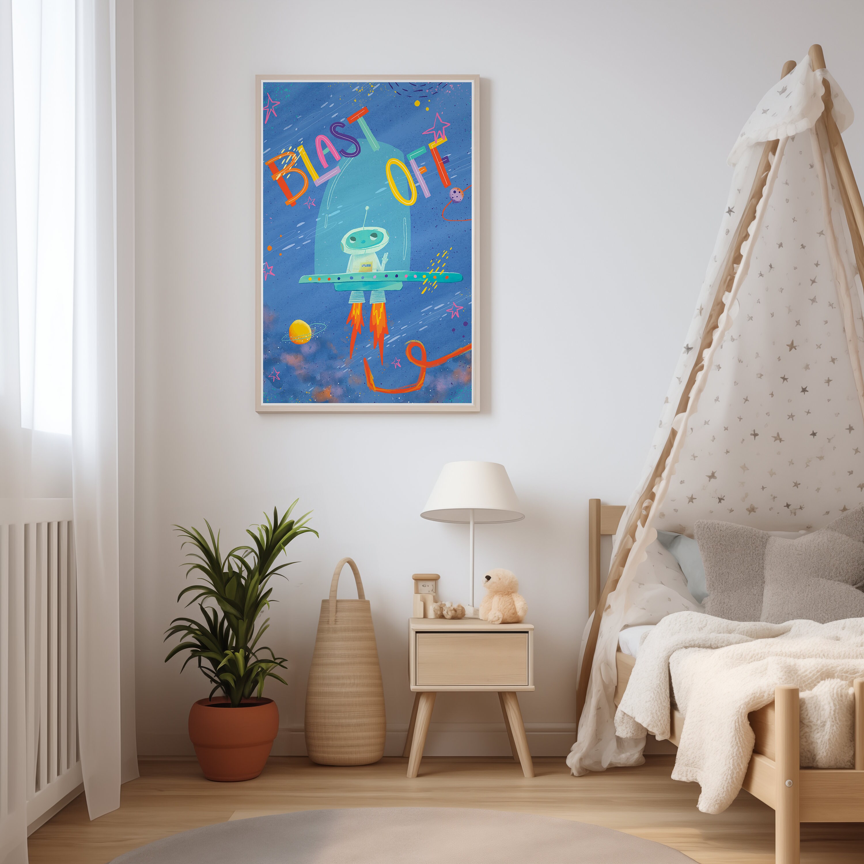 Blast off Print | Kid Illustration, Space Adventure, Alien Space Ship ...