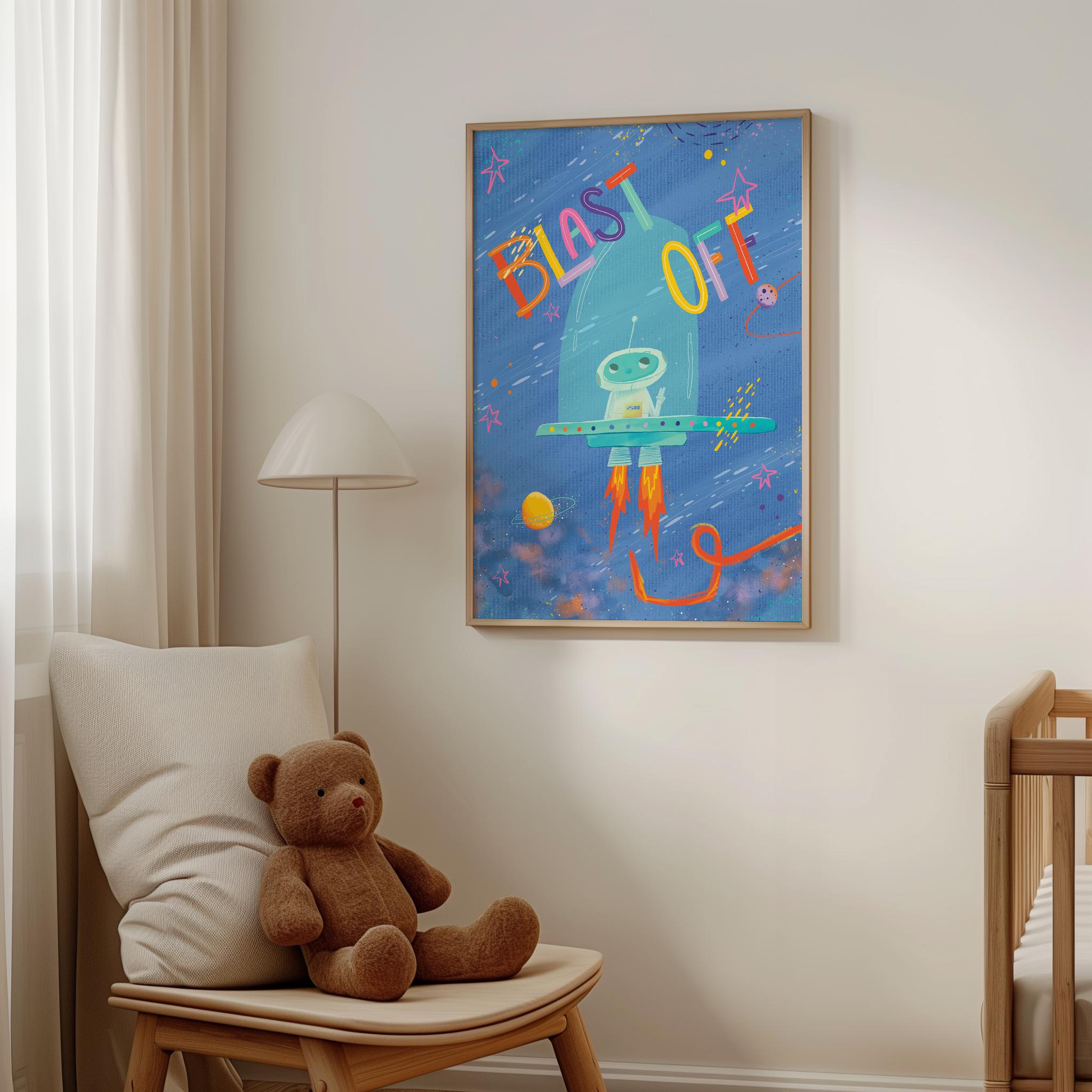 Blast off Print | Kid Illustration, Space Adventure, Alien Space Ship ...