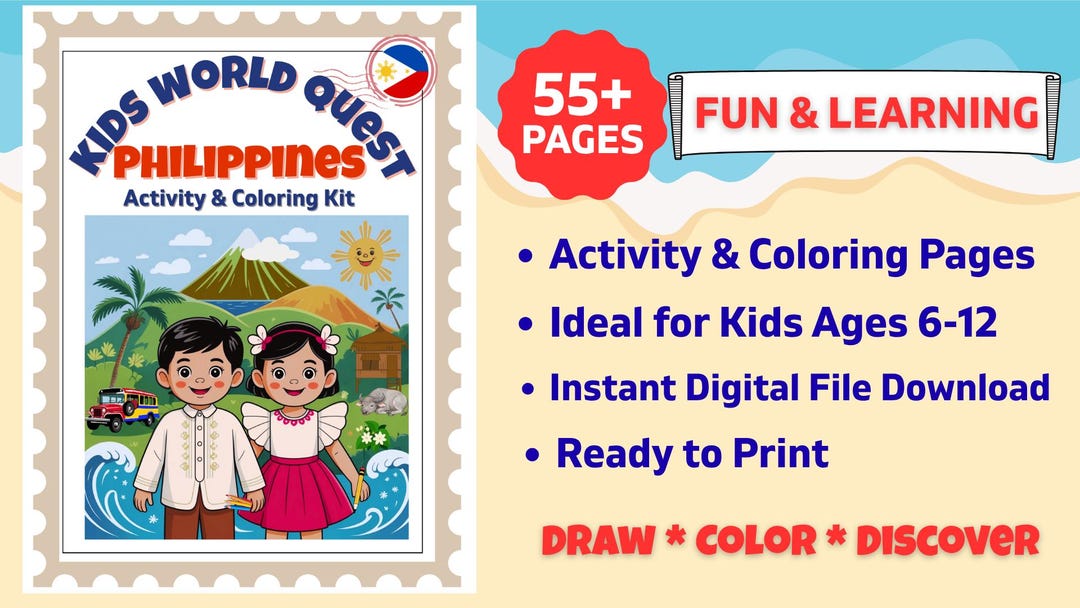 Philippines Kids Activity Pack: Printable Games & Coloring Pages (ages ...