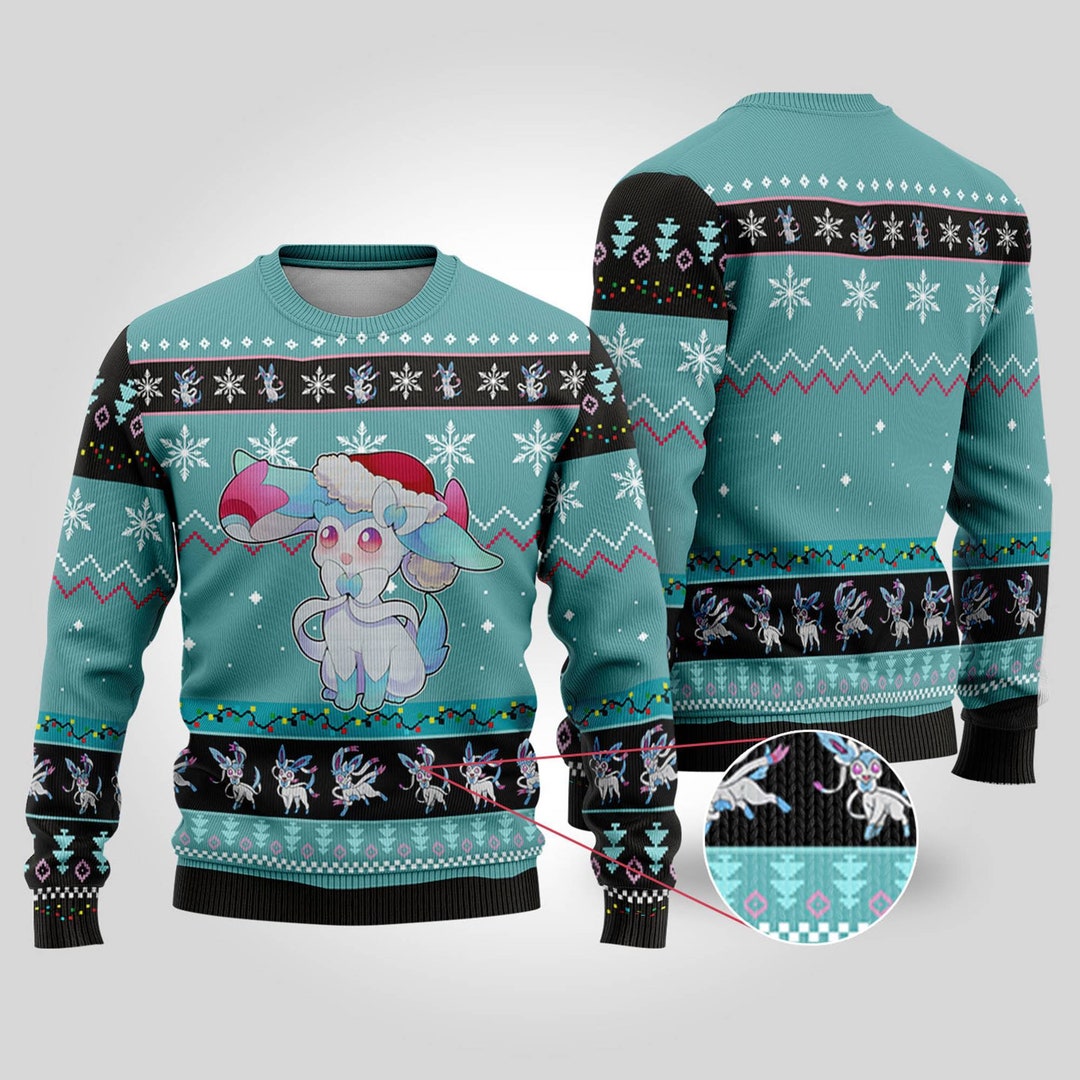 Sylveon Ugly Christmas Sweater Sylveon Christmas Sweatshirt - Etsy