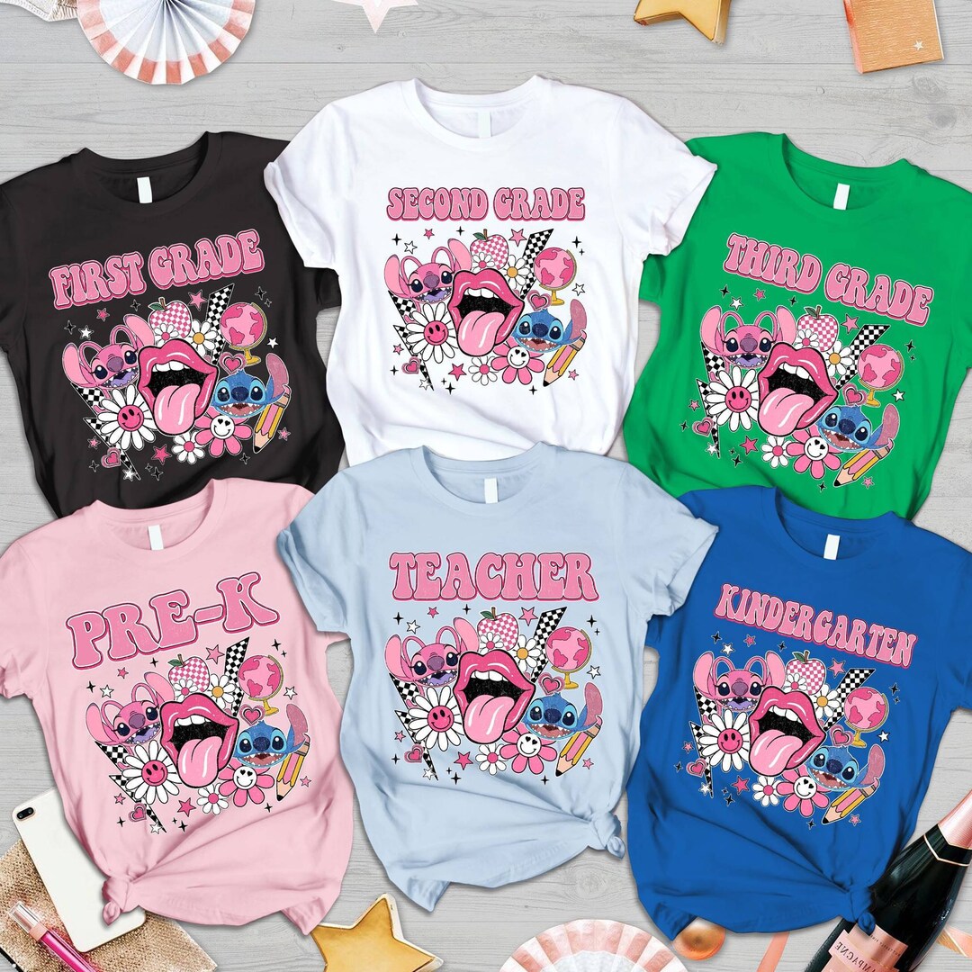Personalized Stitch and Angel First Day of School Shirt - Etsy
