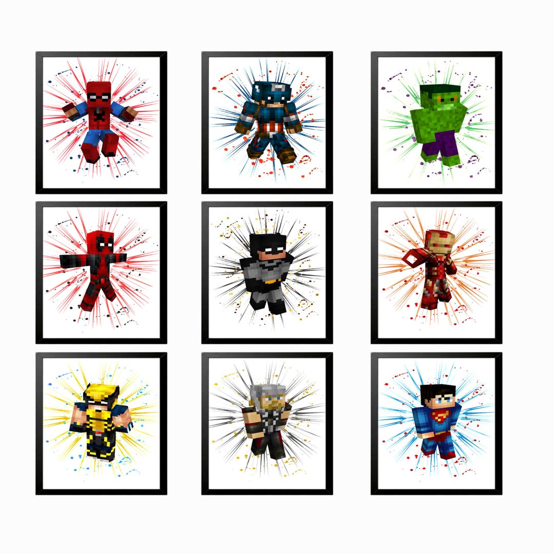 Minecraft-digital Marvel Mod, Minecraft Avengers Superheroes Art, 9 ...