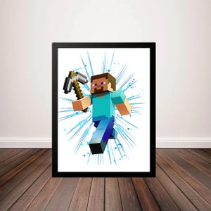 Minecraft-digital Art Prints, 6-piece Set, Pixel Style Wall Decor ...