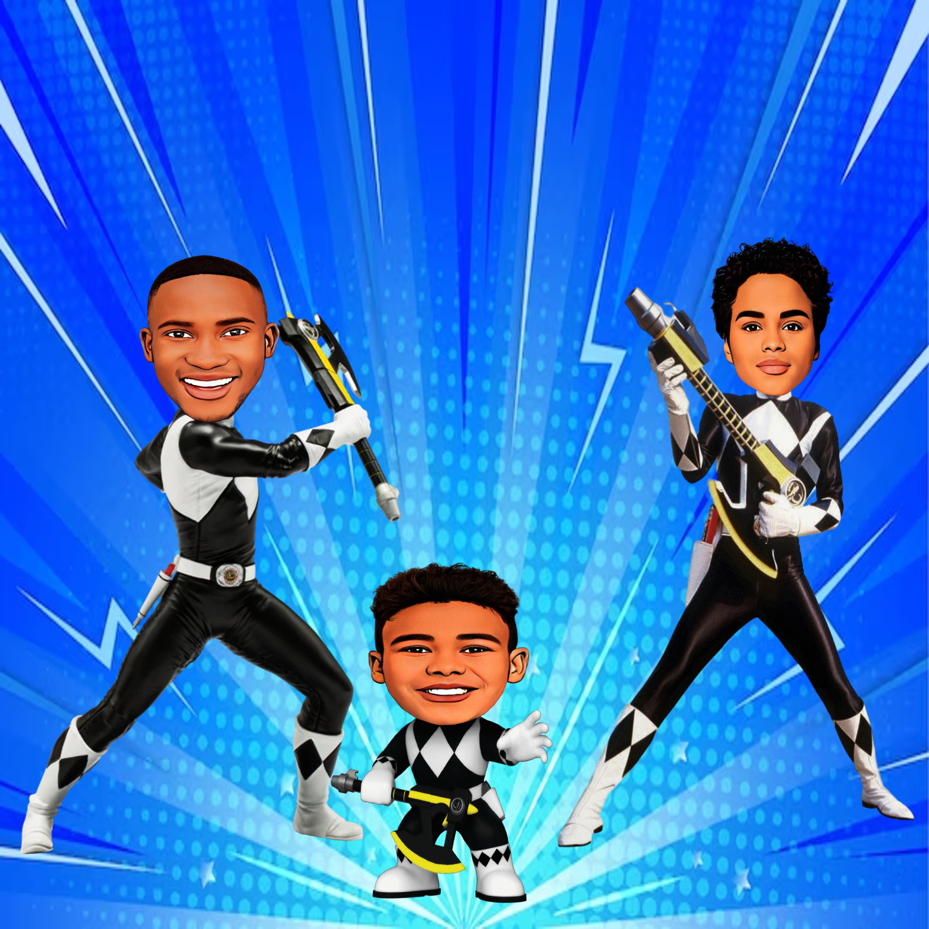 Power Rangers Custom Portrait Caricature, Superhero Family Custom ...