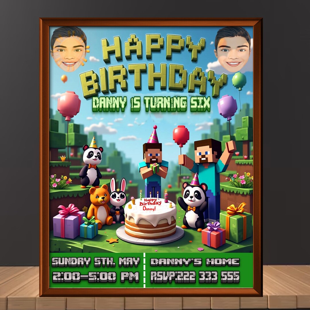 Minecraft Digital Birthday Invitation, Minecrafter Birthday Invitations ...